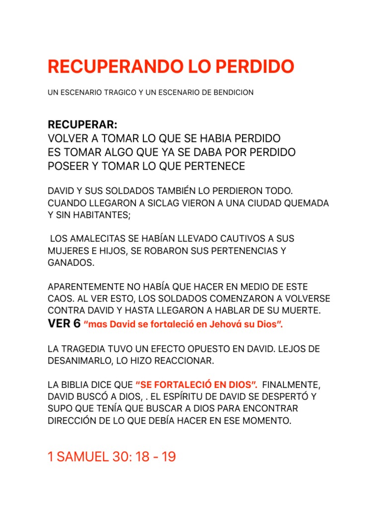 Recuperando Lo Perdido | PDF