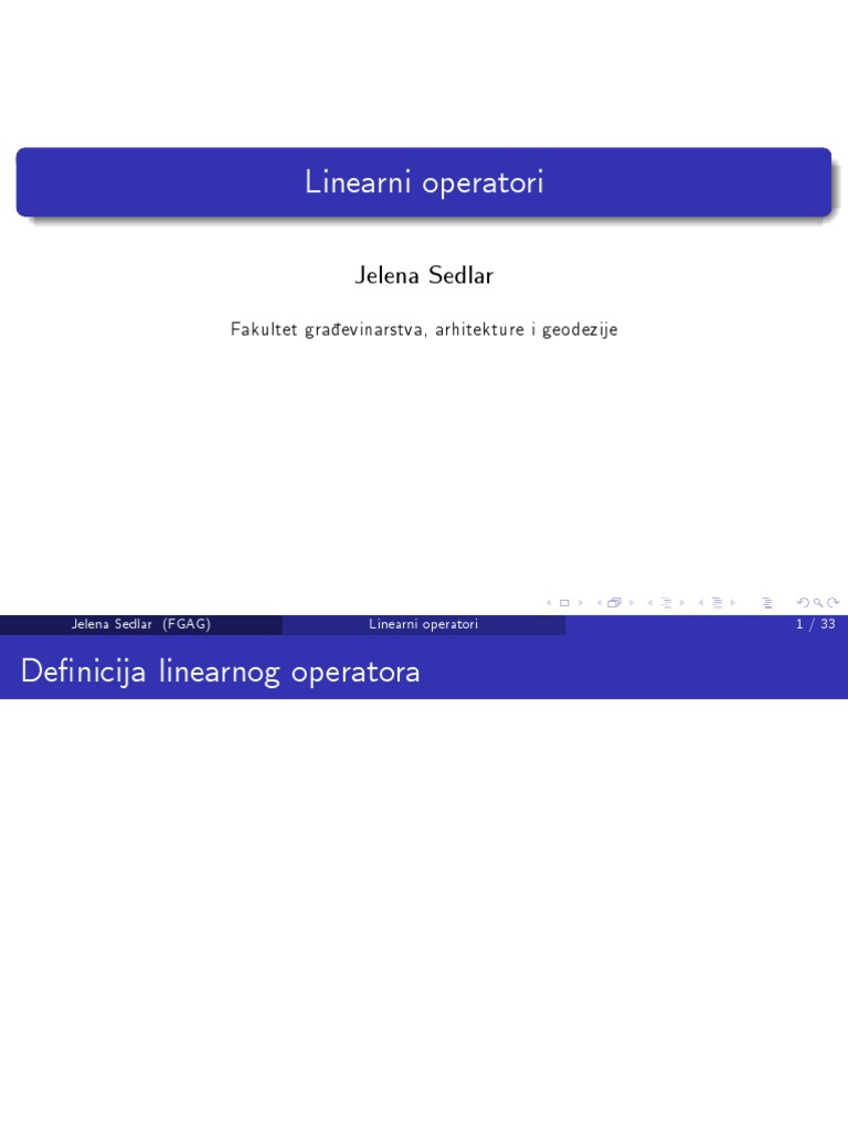 Linearni Operatori: Jelena Sedlar | PDF