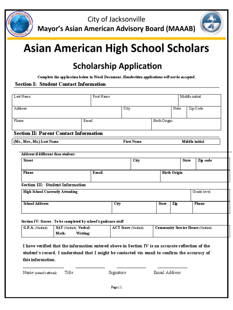 2023 MAAAB Scholarship Application | PDF | Sat
