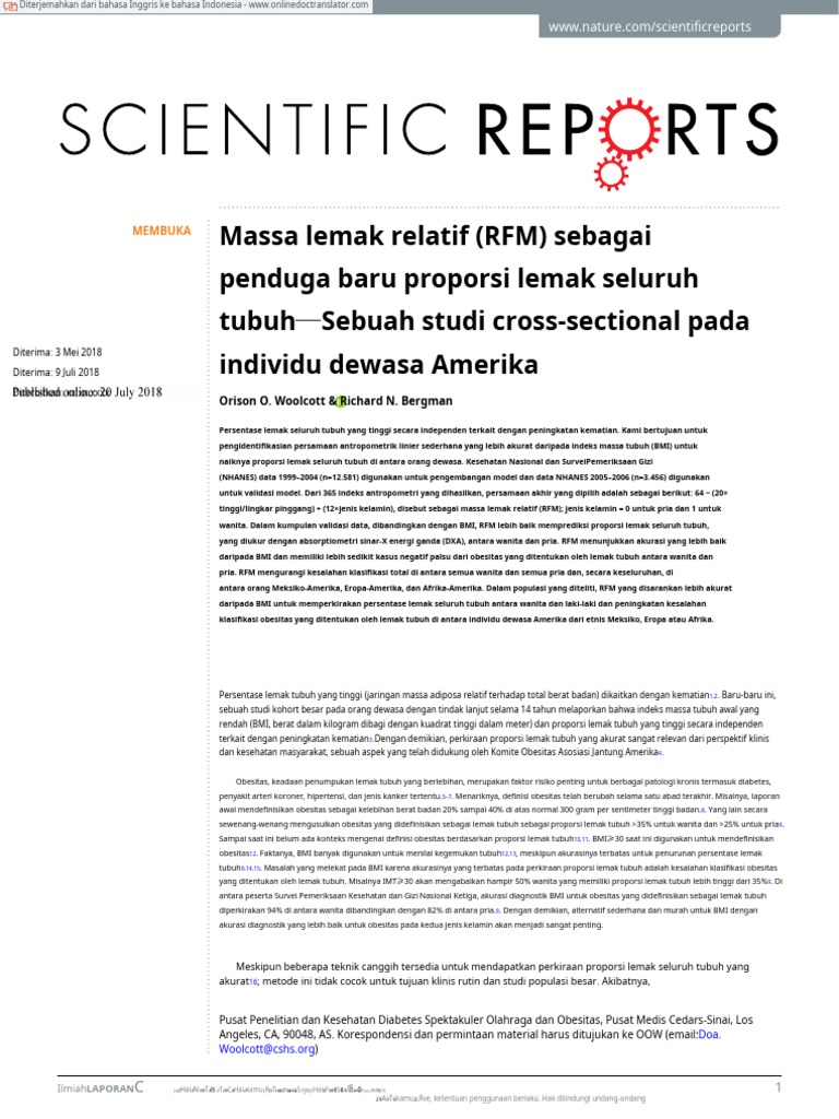 Relative Fat Mass RFM As A New Estimator of Whole-.En - Id.en - Id | PDF