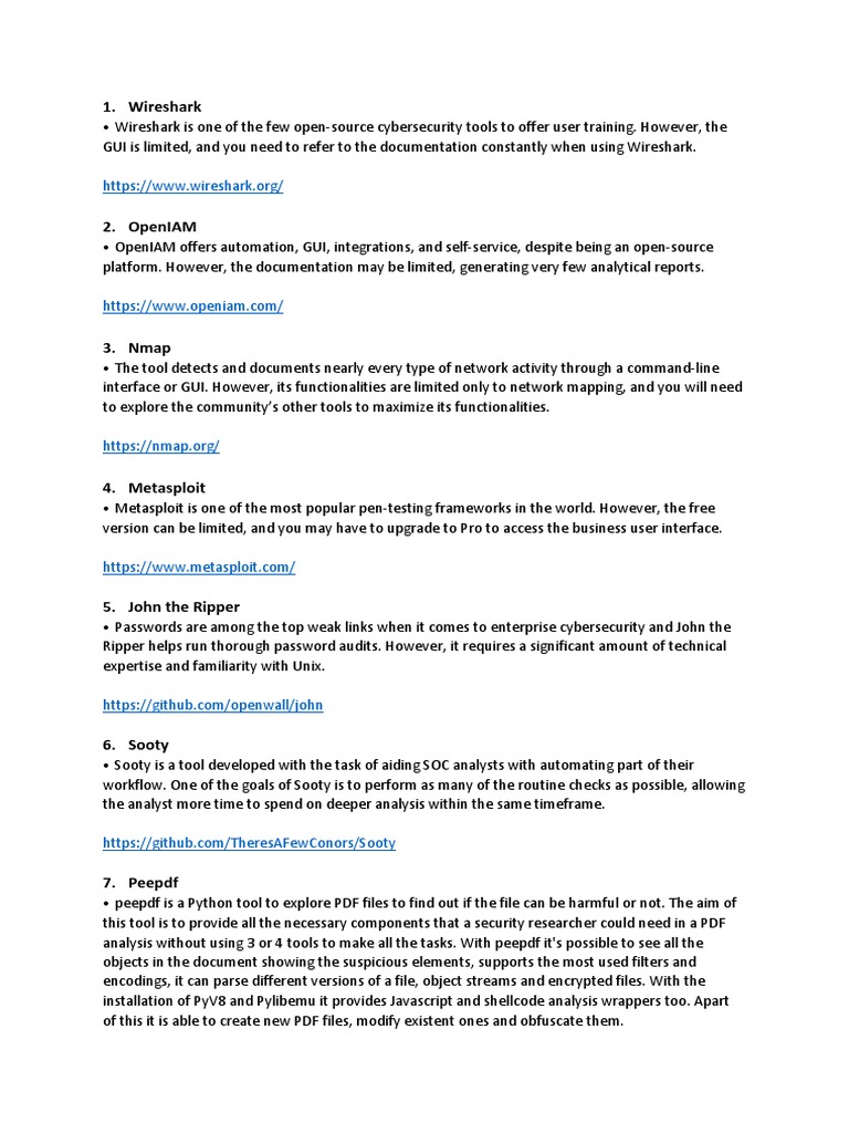 100 Tools For Cybersecurity Analyst | PDF | Computer Security | Security