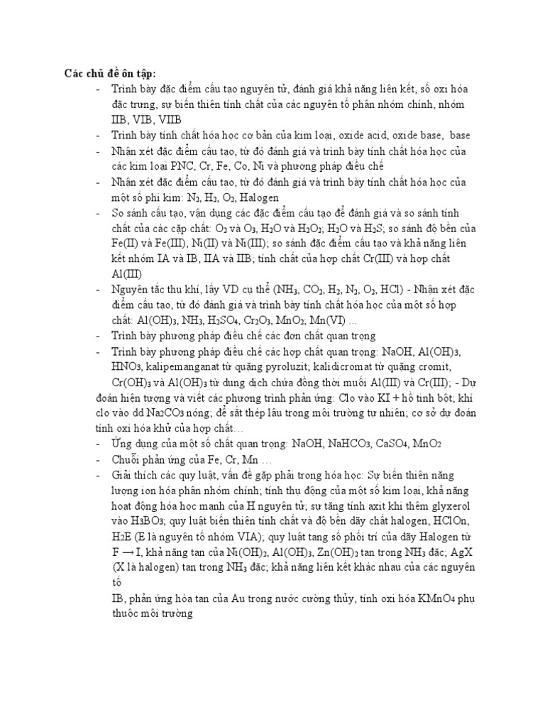 Các CĐ ôn tập HVC1 | PDF