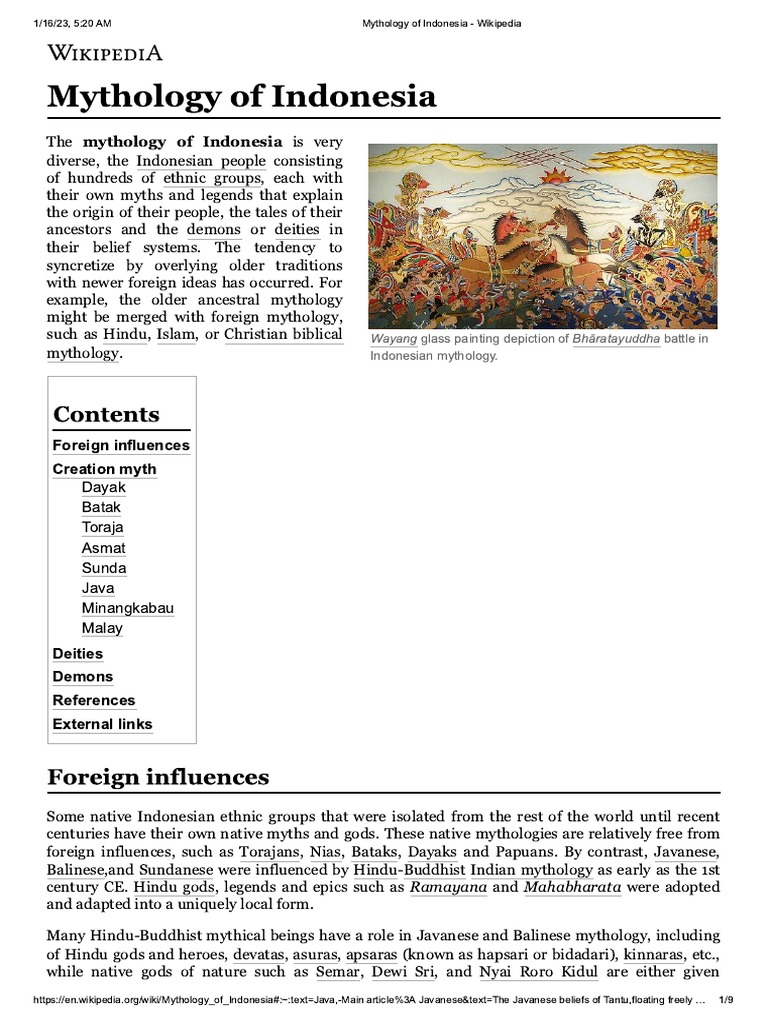 Mythology of Indonesia - Wikipedia | PDF