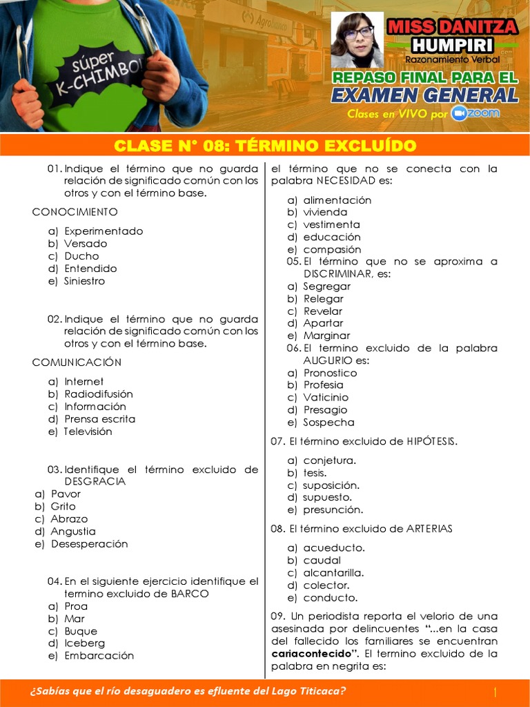 Repaso Final Semana 02 Termino Excluido Clase 04 | PDF