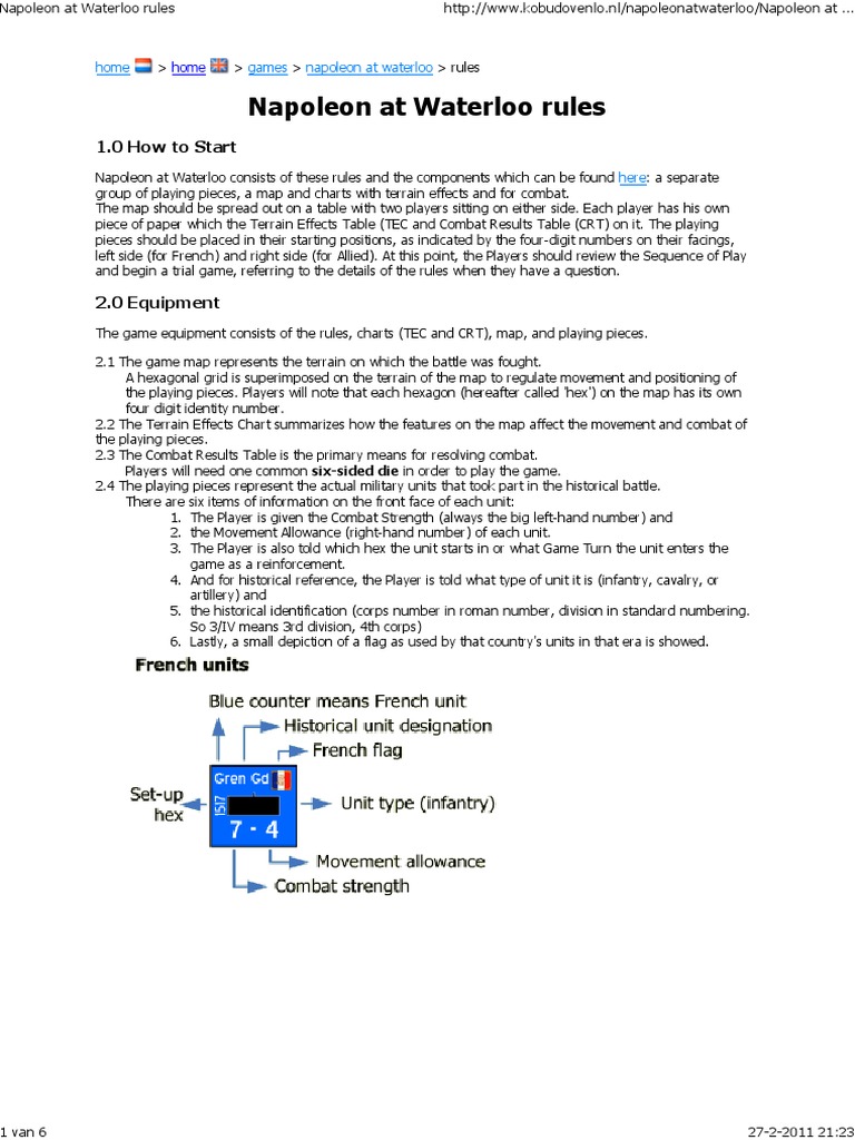 Rules for Napoleon at Waterloo Game | PDF | Battle Of Waterloo | Ratio