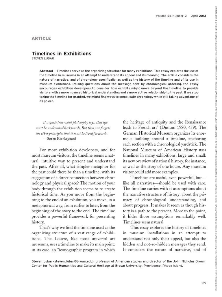 Timelines in Exhibitions: Article | PDF | Museum | Narrative