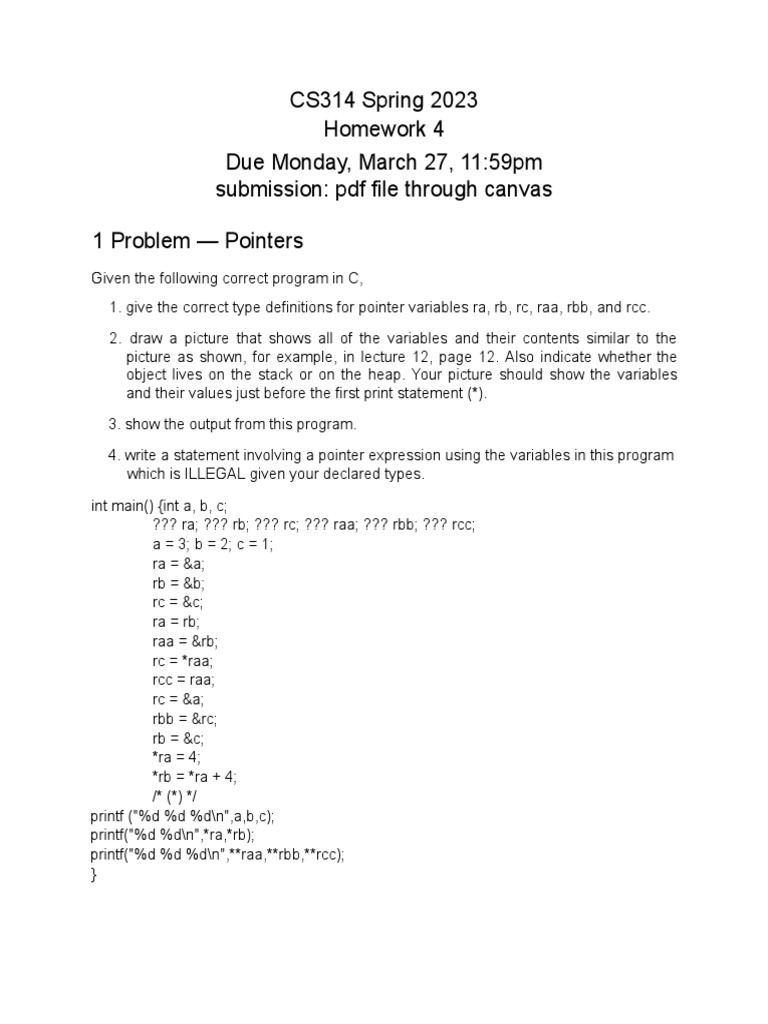 Cs314 Spring 2023 Homework 4 Due Monday March 27 11 59pm Submission Pdf File Through Canvas 1