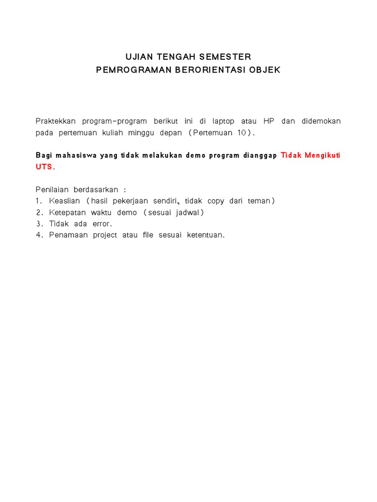UTS Pemrograman OOP | PDF