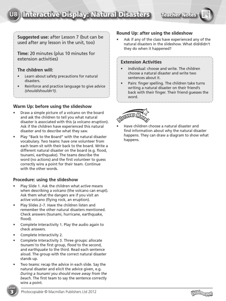 LEVEL 3 Interactive Display: Unit 8 | PDF | Natural Disasters | Tsunami