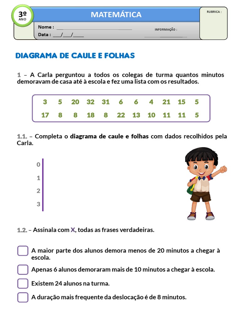 3 - Diagrama de Caule e Folhas - Teste | PDF