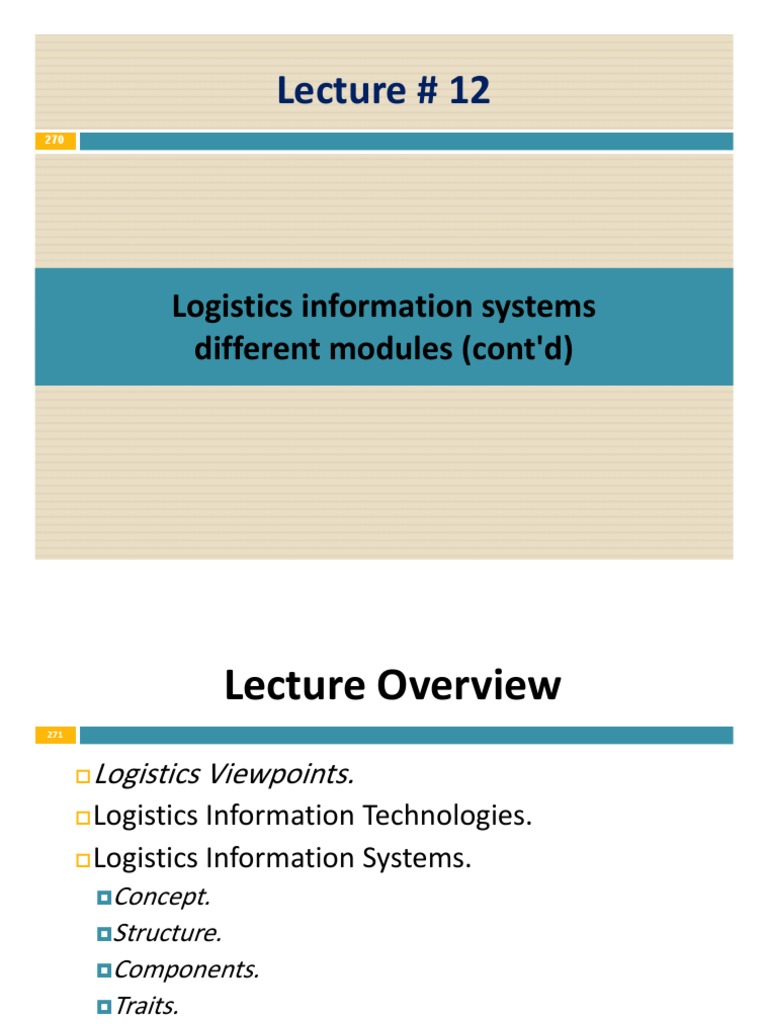 12 - Logistics Information Systems (Contd) | PDF | Logistics | Warehouse