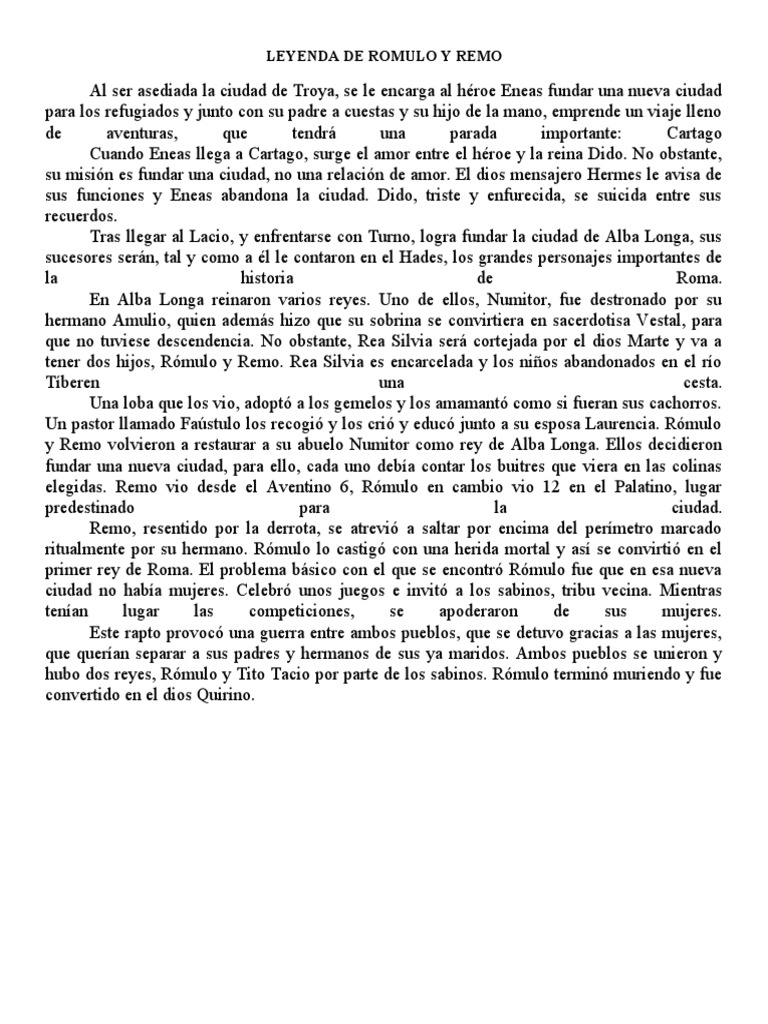 La leyenda de Rómulo y Remo | PDF | Romulus y Remus | Europa antigua
