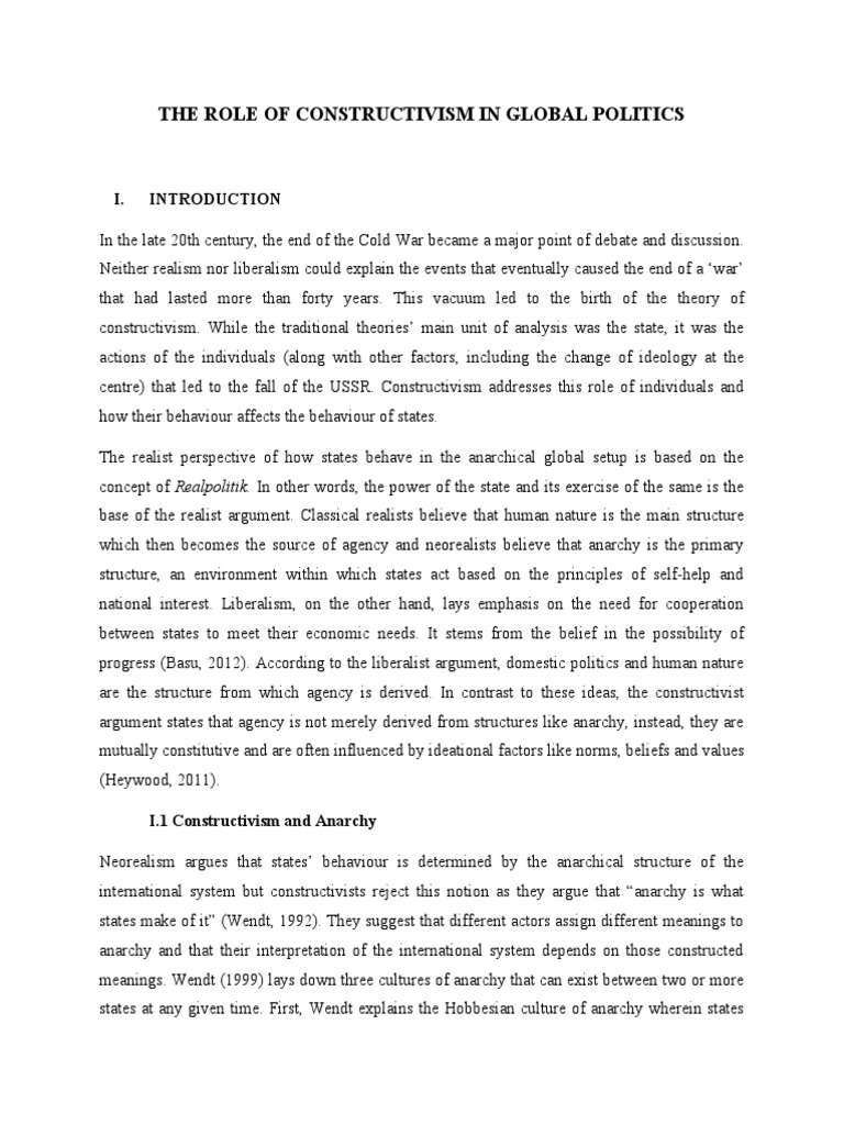 IR Constructivism | PDF | Philosophical Theories | Political Theories