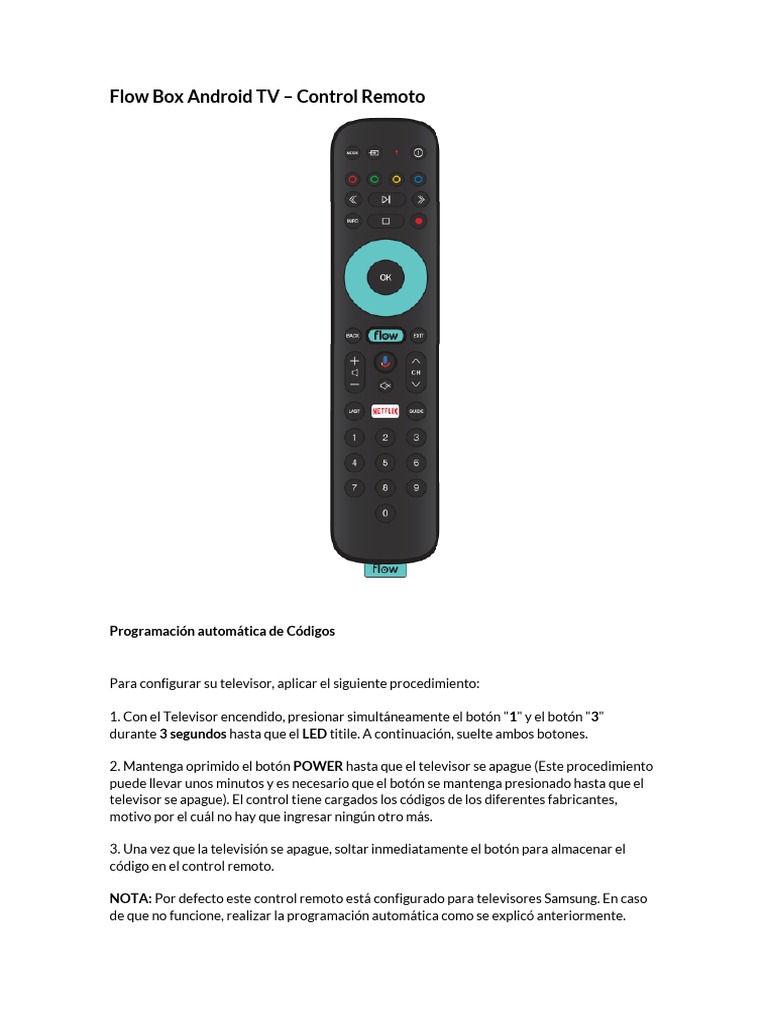 Flow Box Android TV - Control Remoto: Programación Automática de ...