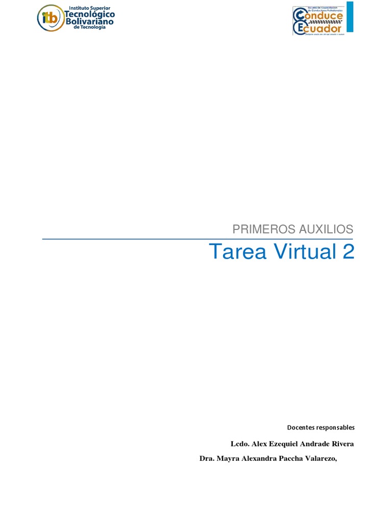 Tarea Virtual 2 - Unidad 2 PRIMEROS AUXILIOS | Descargar gratis PDF | Reanimación cardiopulmonar ...