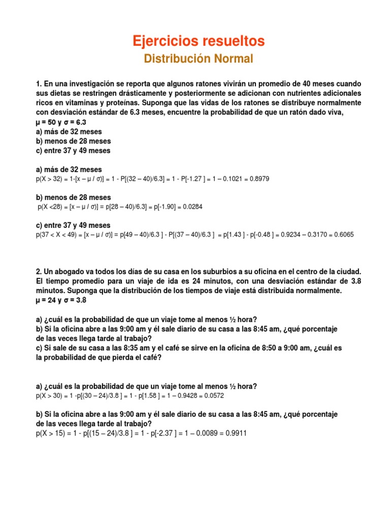 Ejercicios Resueltos de Distribución Normal | PDF | Desviación Estándar | Distribución normal