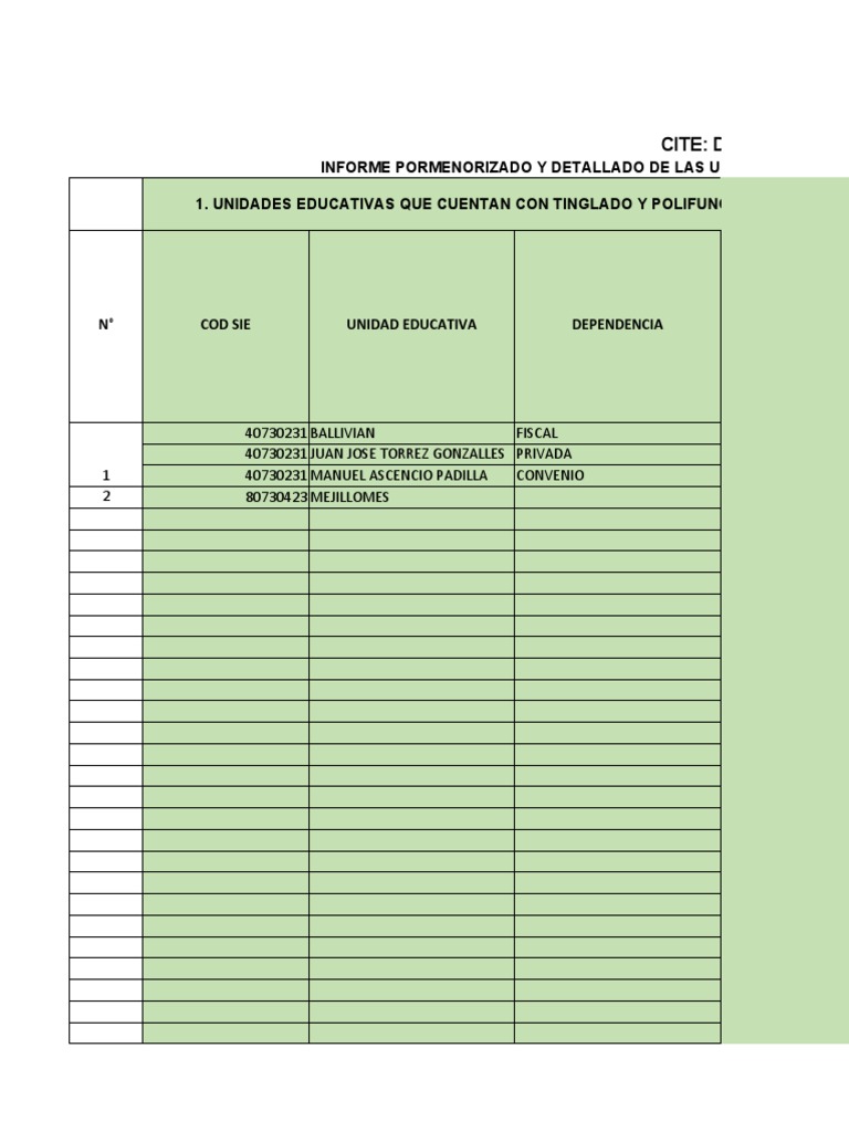 Formato Excel para Instructivo 017-2023 | PDF