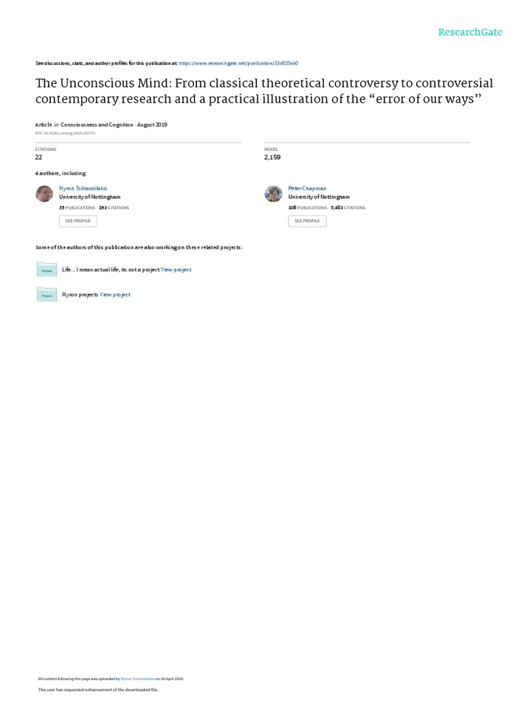 The Unconscious Mind | PDF | Psychoanalysis | Sigmund Freud