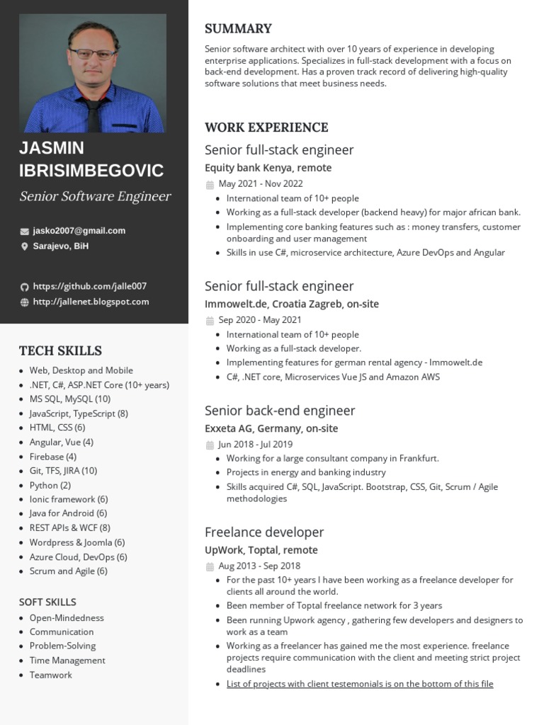 Senior Full-Stack Developer with 10+ Years of Experience Developing ...