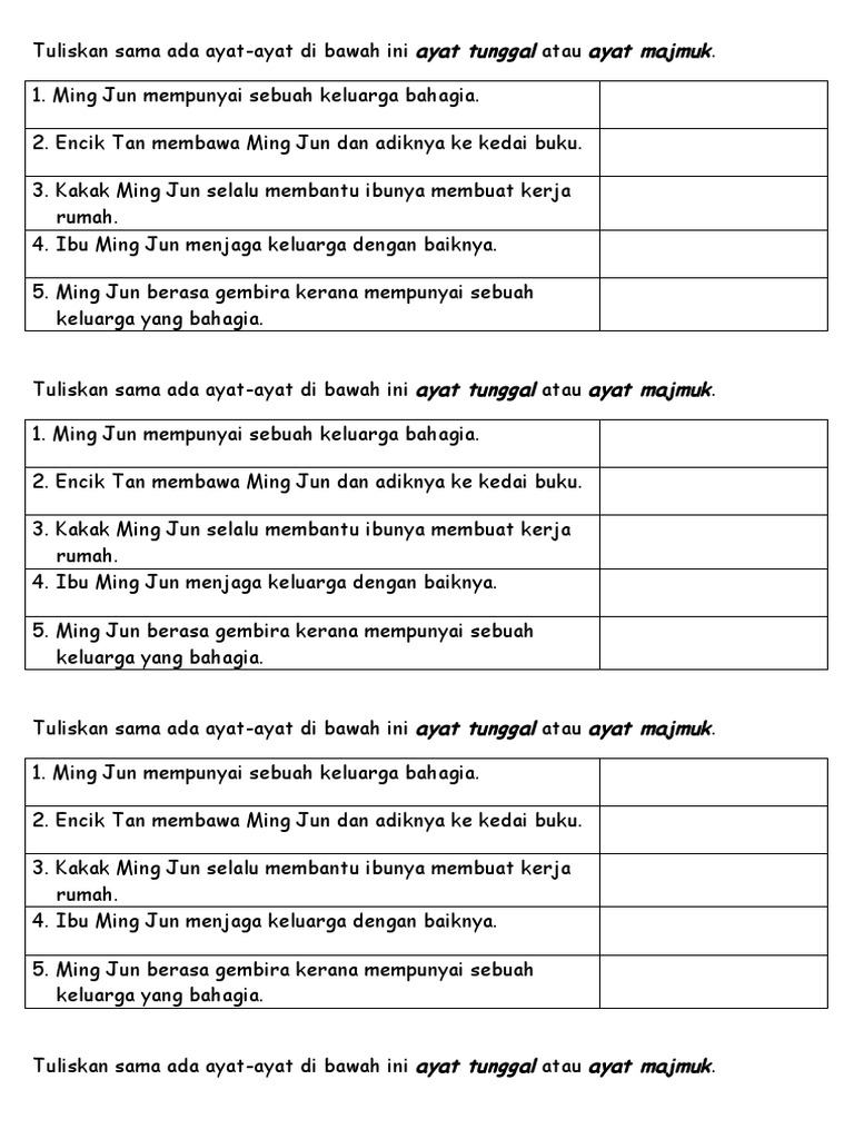 Tatabahasa Ayat Tunggal Ayat Majmuk Pdf