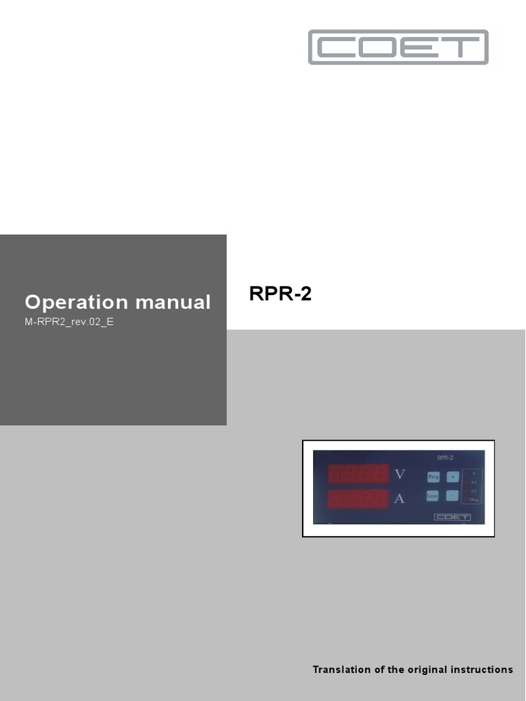 Operation Manual: M-RPR2 - Rev.02 - E | PDF | Power Supply | Electrical ...