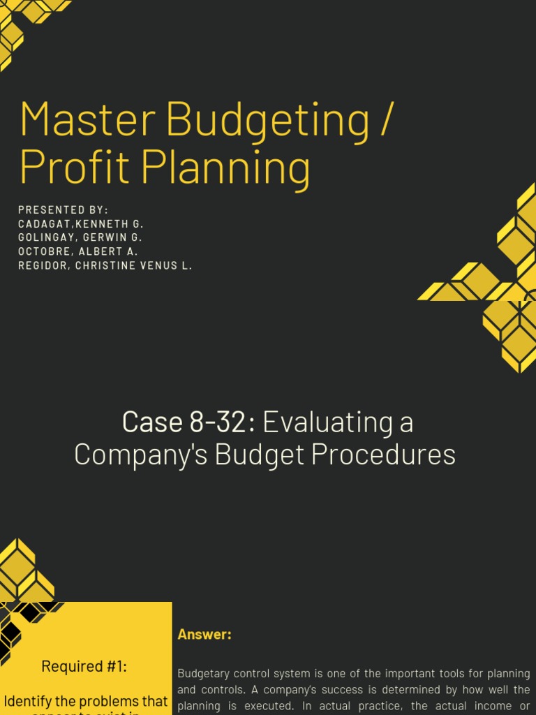 Master Budget and Profit Planning Report BA | PDF | Expense | Budget