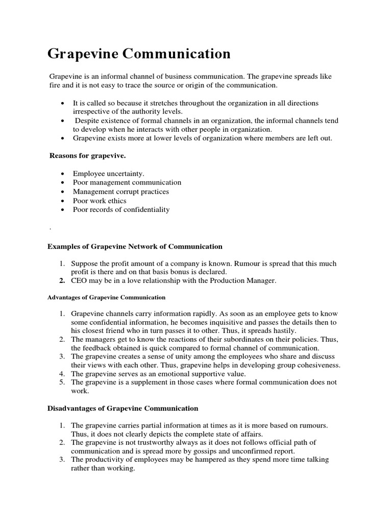 Grapevine Communication | PDF | Communication | Psychological Concepts