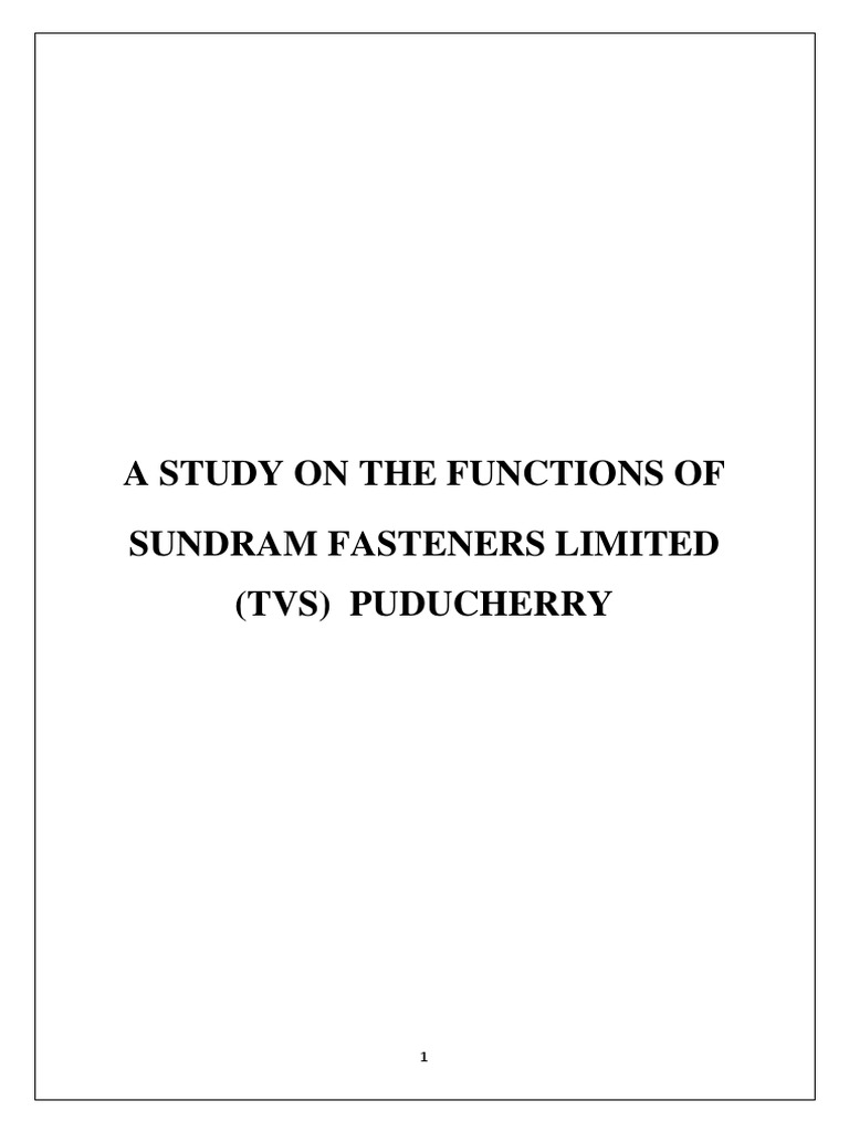 Sundram Fasteners Limited | PDF | Human Resource Management | Business