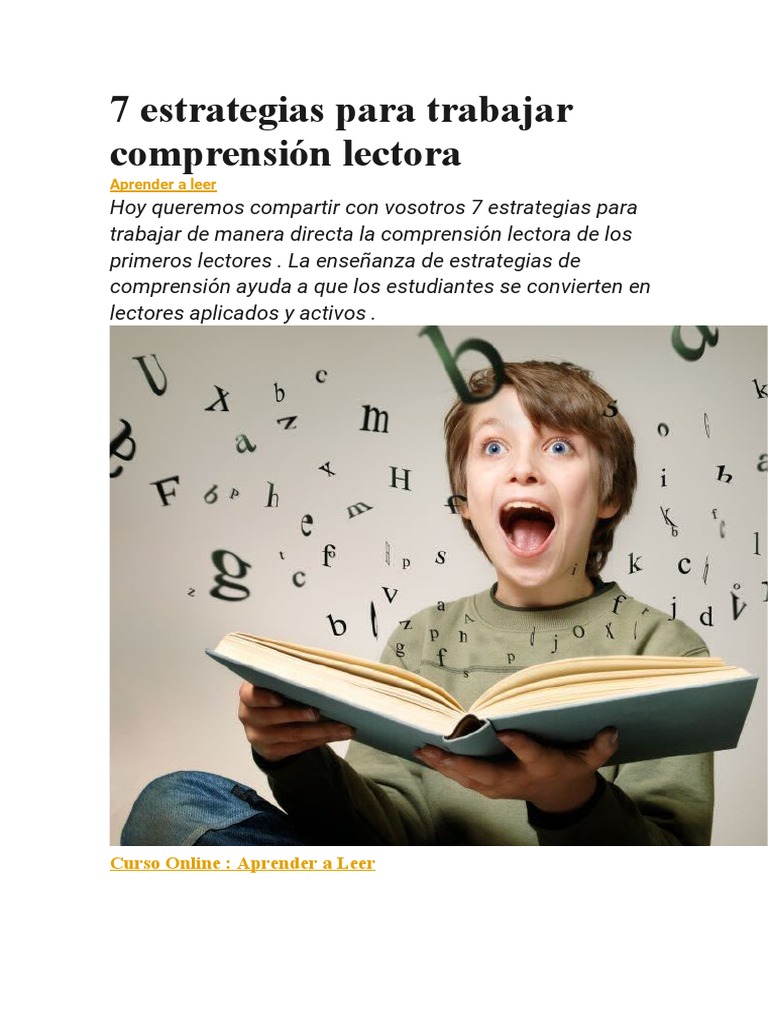 7 Estrategias para Trabajar Comprensión Lectora | PDF | Comprensión lectora | Aprendizaje