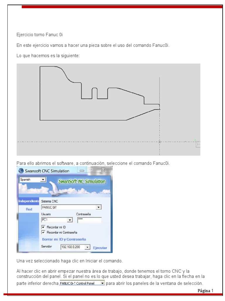 EJercício de Torno - Fanuc 0it - ESPAÑOL | PDF | Ventana (informática ...