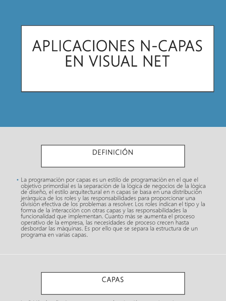 Aplicaciones N-Capas en Visual Net | PDF | Programación de computadoras | Bases de datos