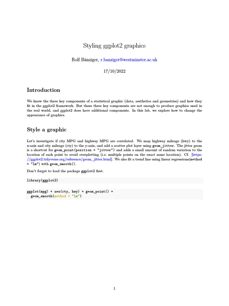 3 Styling Ggplot2 Graphics | PDF | Fuel Economy In Automobiles