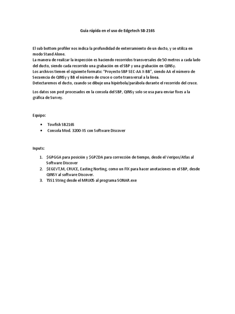 SubBottom Profiler - Edgetech SB216S | PDF | Ingeniería Informática ...