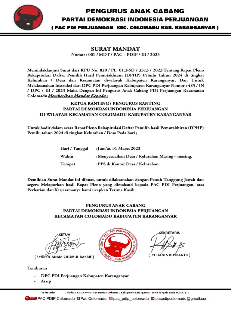 Surat Mandat | PDF