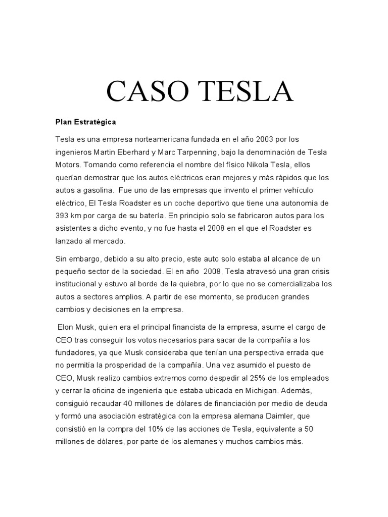 La transformación de Tesla bajo el liderazgo de Elon Musk | PDF ...