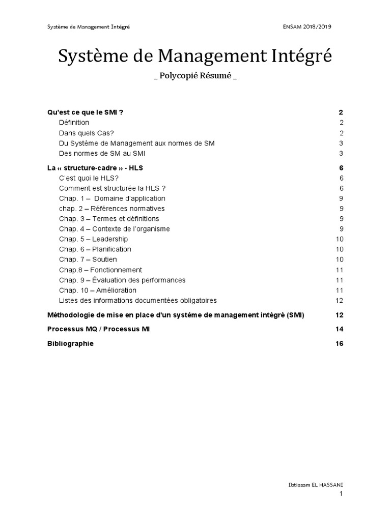 Système de Management Intégré | PDF | Système de management de la ...