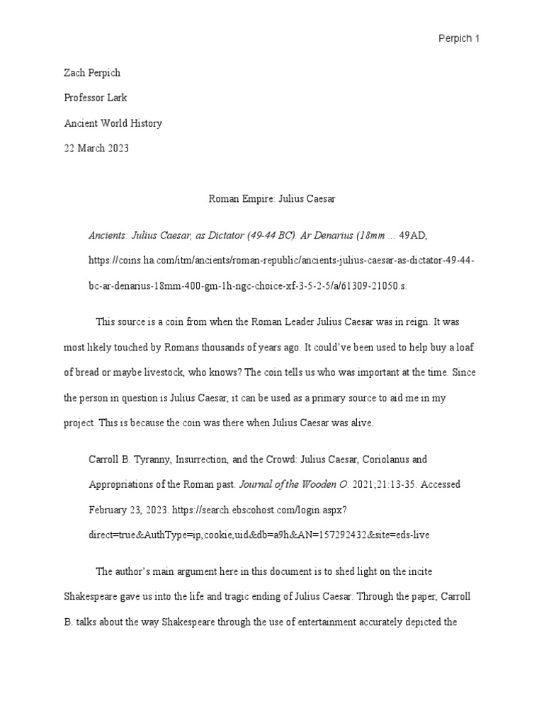 Annotated Bibliography Julius Caesar | PDF | Julius Caesar | Ancient Rome