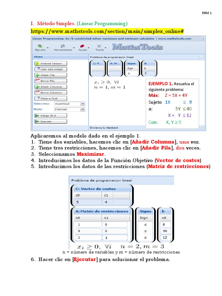 Guía Simplex para Optimización Linear | PDF