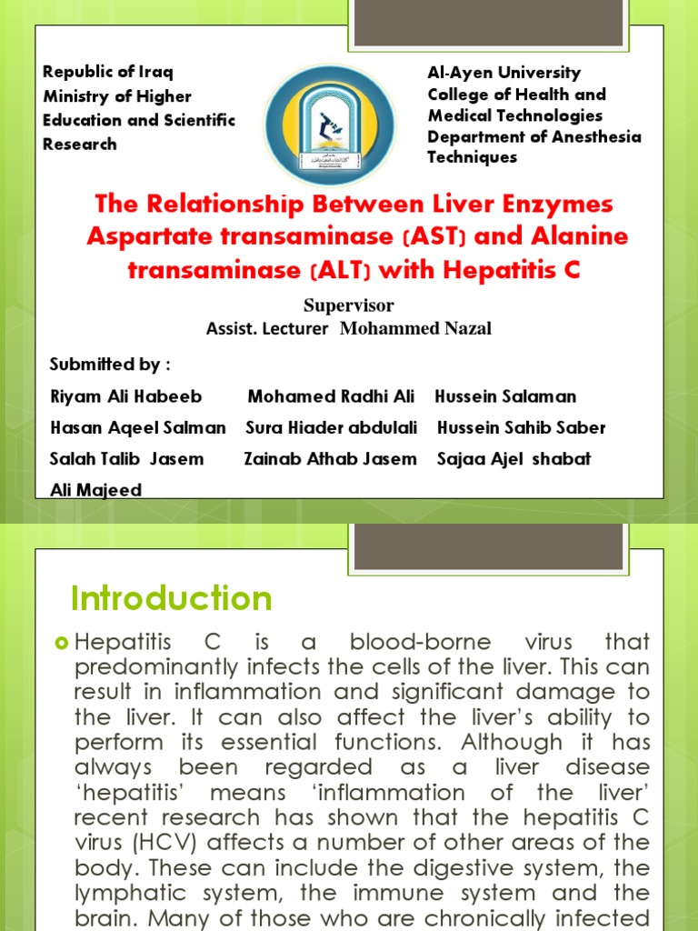 The Relationship Between Liver Enzymes Aspartate Transaminase (AST) and Alanine Transaminase ...