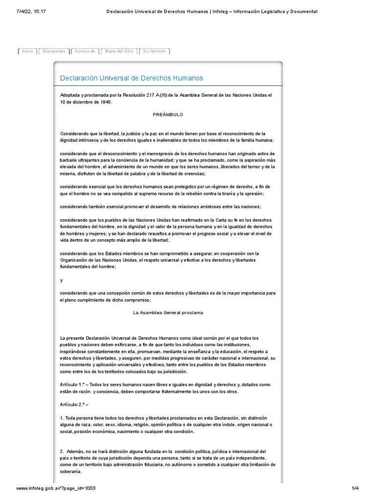Declaración Universal de Derechos Humanos | PDF | Libertad ...