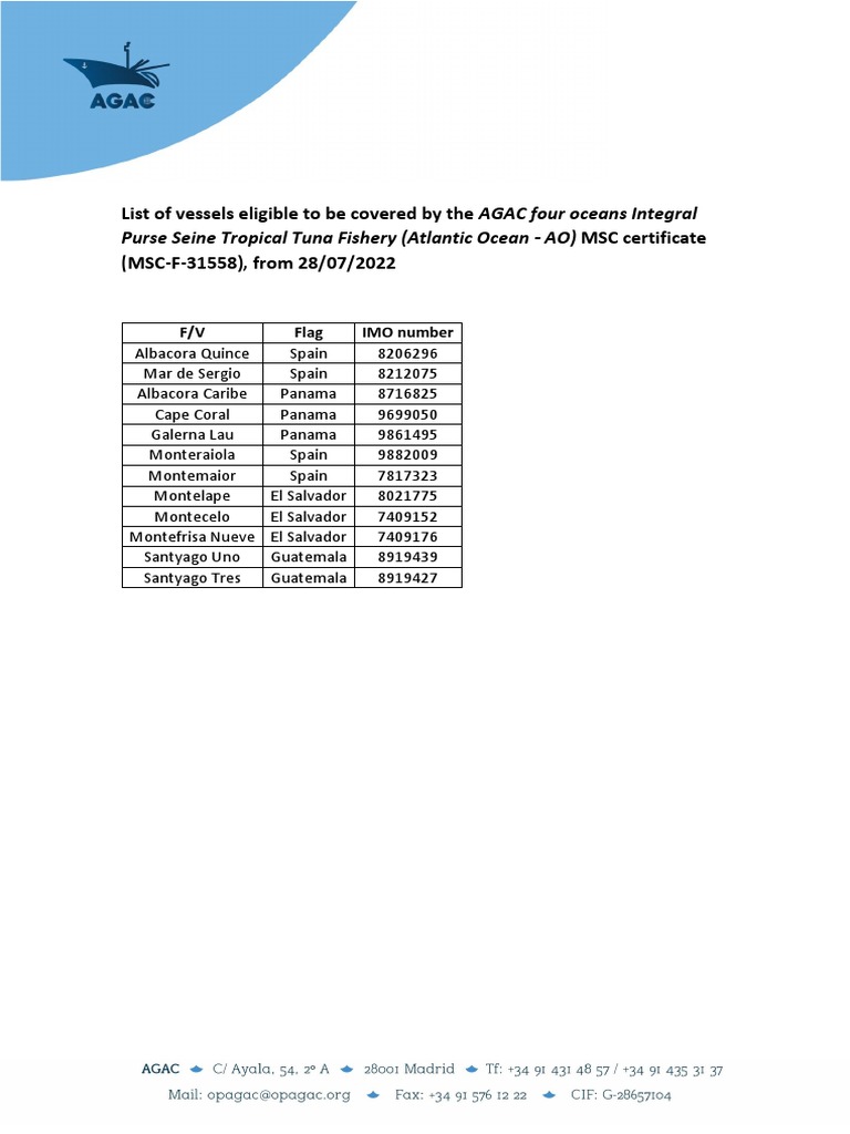 AGAC Vessels AO | PDF