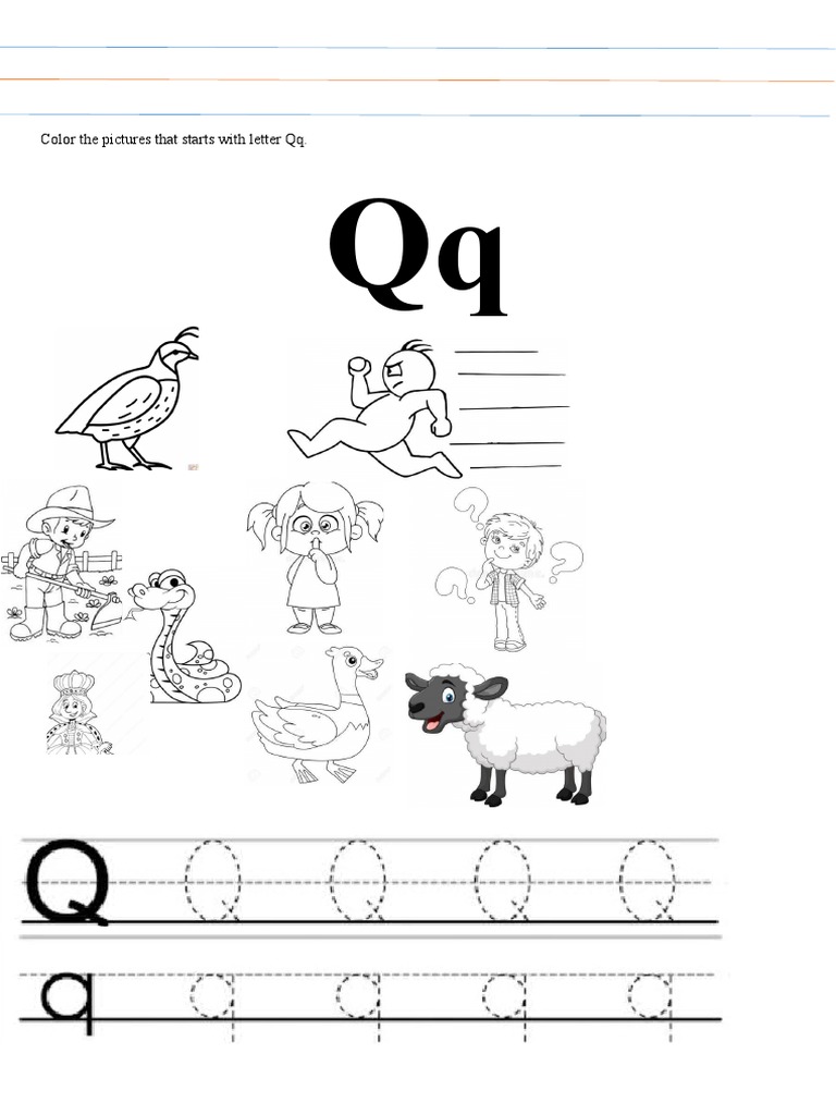 Coloring Pages: Letter Qq Words | PDF