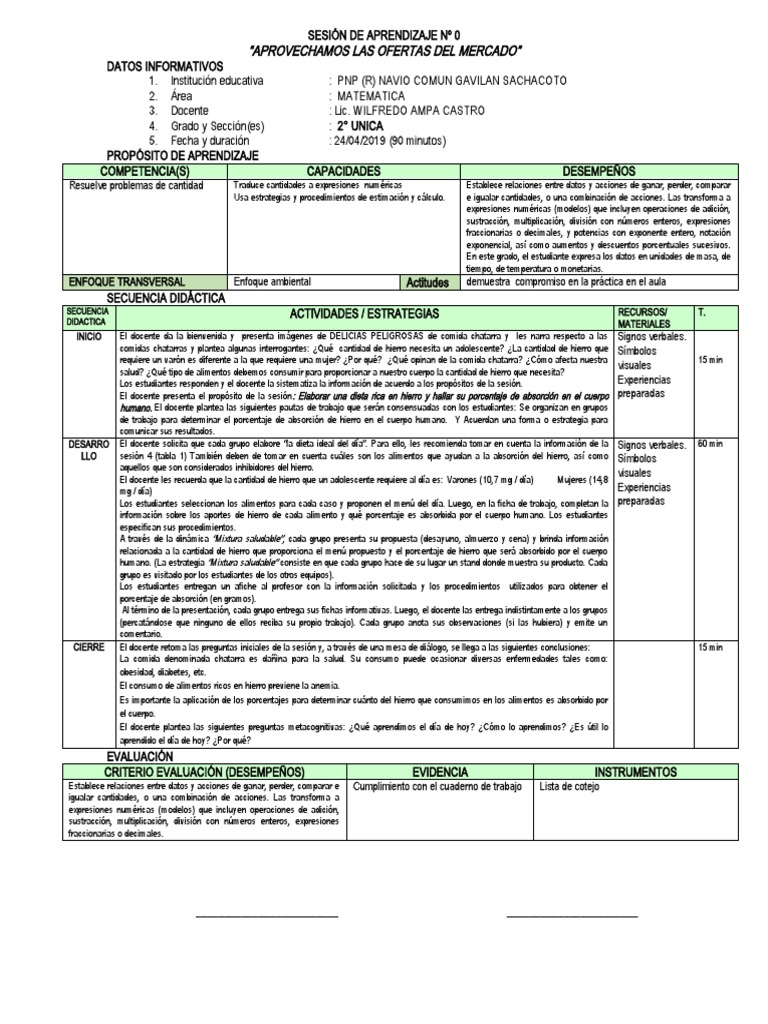 Sesión Segundo Mat. 2019 | PDF | Evaluación | Maestros