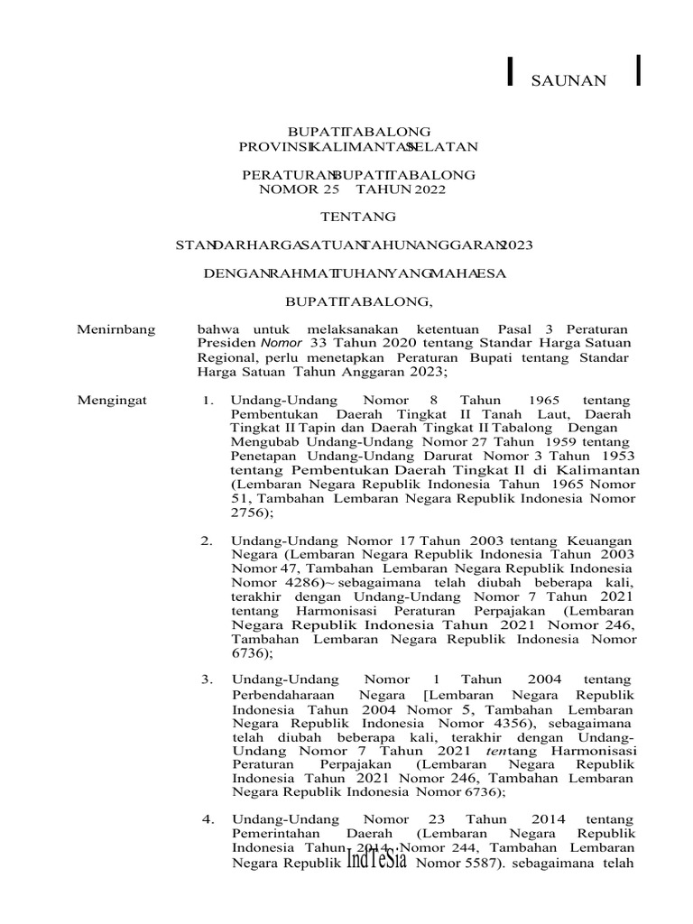 Perbup No 25 Tahun 2022 | PDF