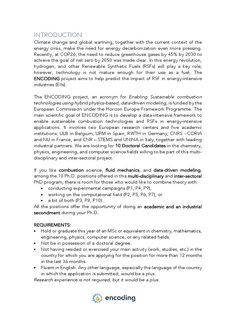 10 PHD Positions | PDF | Machine Learning | Simulation