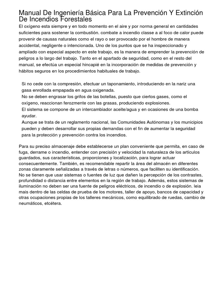 Manual de Ingenier?a B?sica para La Prevenci?n Y Extinci?n de Incendios Forestales Okwda PDF ...