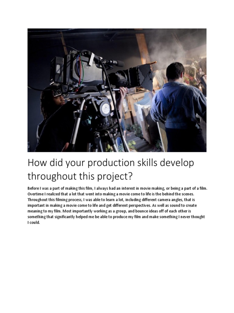 How Did Your Production Skills Develop Throughout This Project | PDF