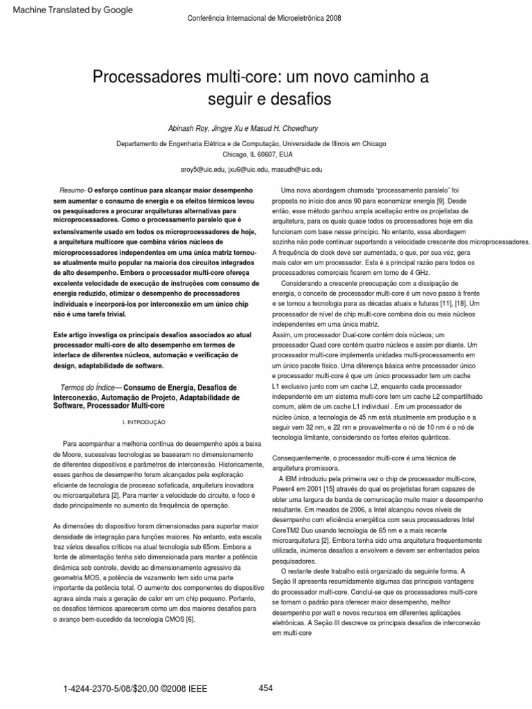 Multi Core Processors A New Way Forward | PDF | Processador de vários núcleos | Unidade central ...