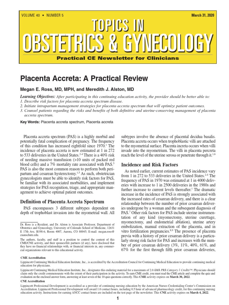 Placenta Accreta A Practical Review 2020 | PDF | Childbirth | Human ...