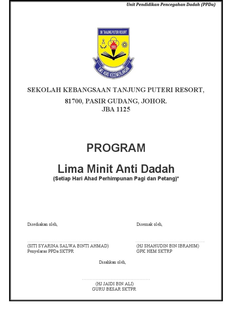 Program Lima Minit Anti Dadah | PDF | Pengembangan Diri | Kesehatan ...
